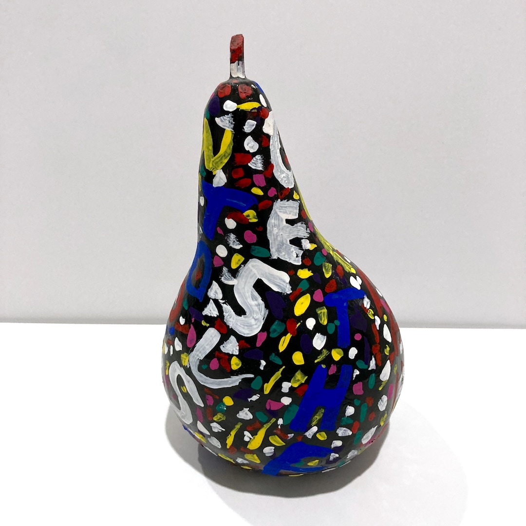 L.V. Hull - Folk Art Gourd / Painted Polka-dot With Religious Message ...