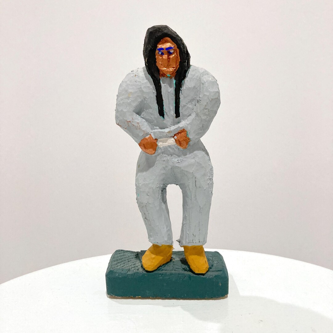 Tom Tarrer Folk Art Sculpture , Painted Small Wood Carving, American ...