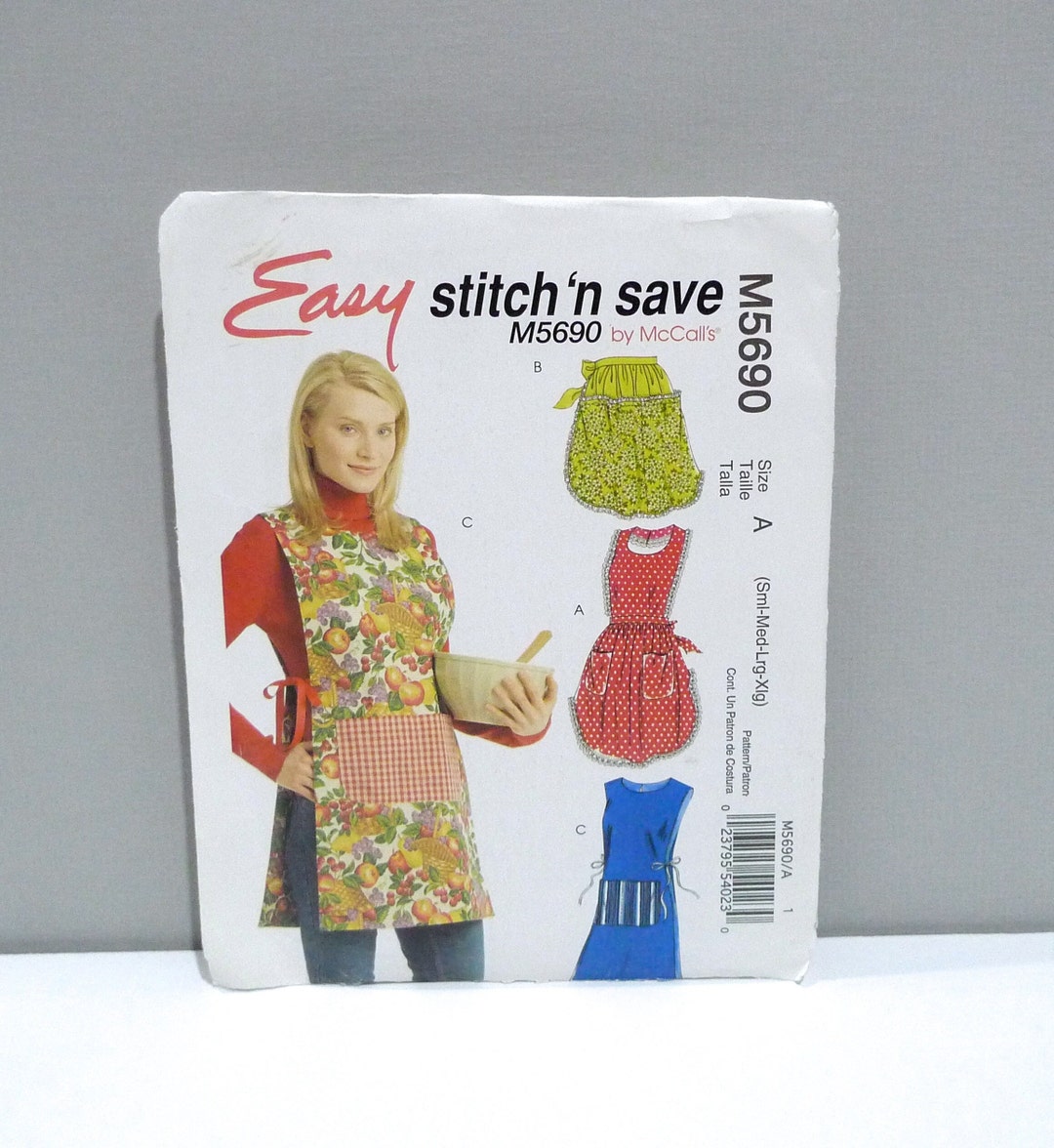 Aprons Mccalls 5690 Sewing Pattern Size Small, Medium, Large, XL Retro ...