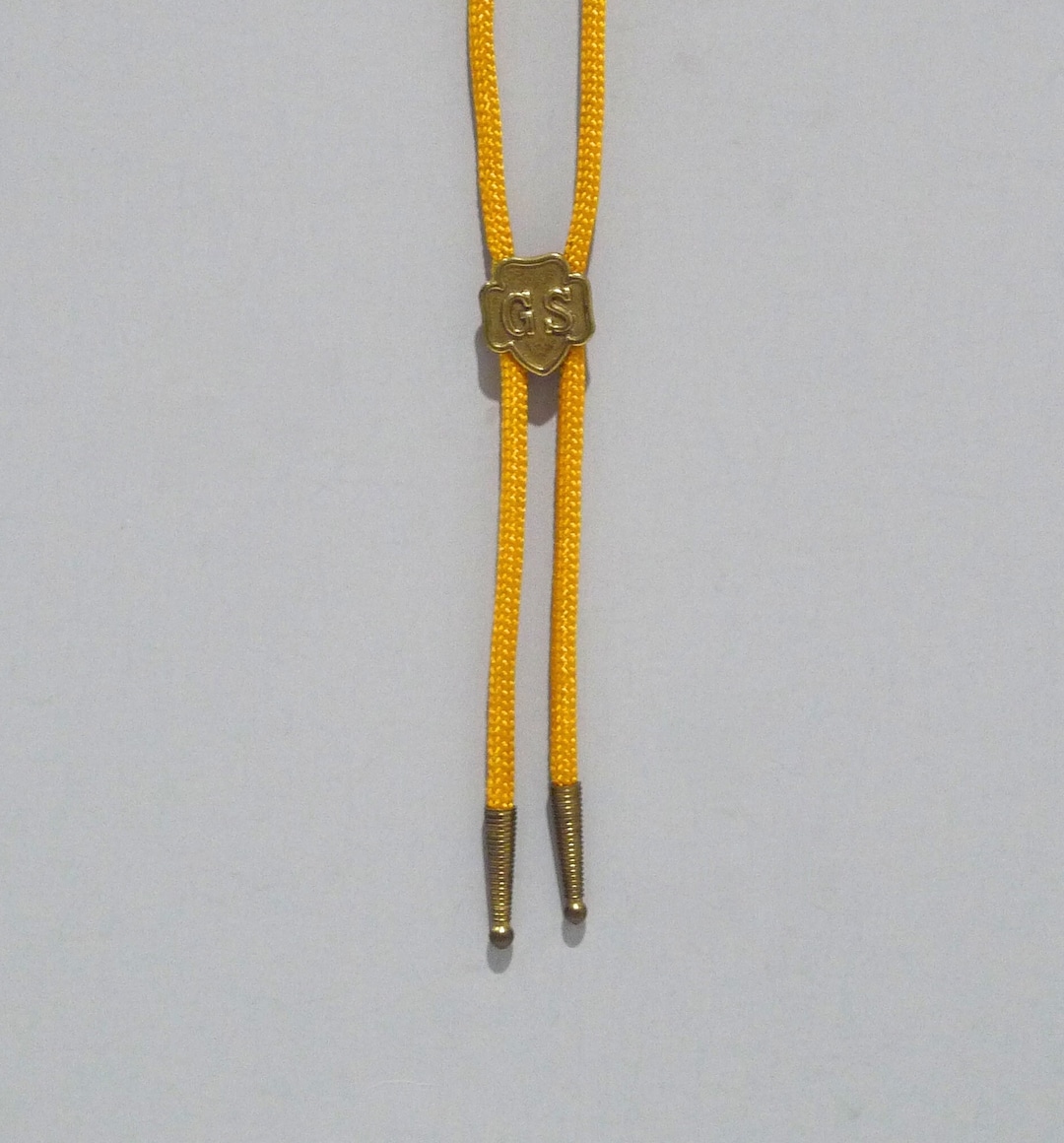 Girl Scout Bolo Necktie - Yellow Cord - Brass Tips Trefoil - Vintage 1960's - GS Trefoil Emblem ...