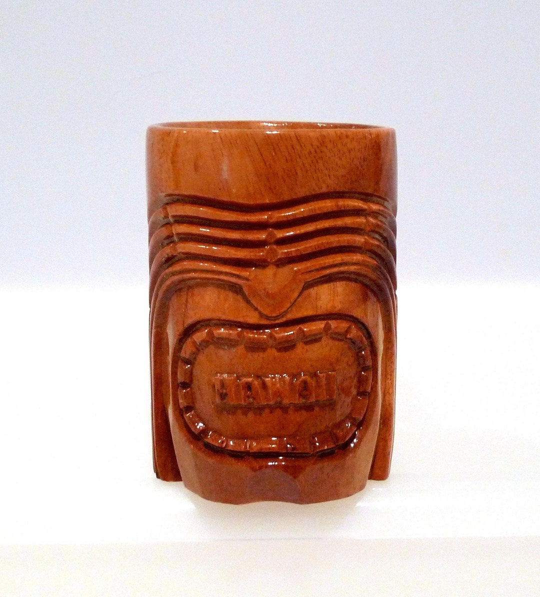 Carved Wood Tiki Mug 1970s Vintage Monkeypod Hawaiian Warrior Face ...