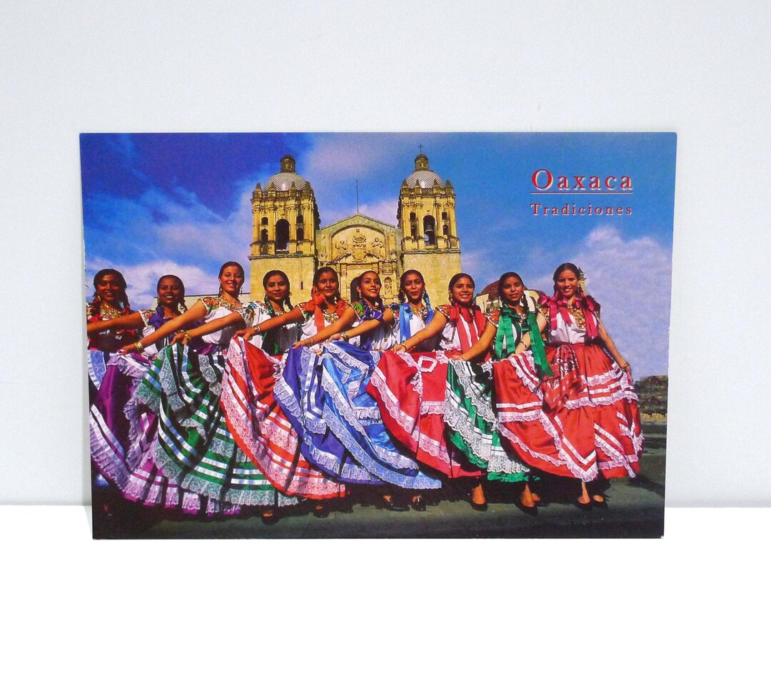 Oaxaca Mexico Postcard - Colorful Festival Dresses 1990s Vintage ...