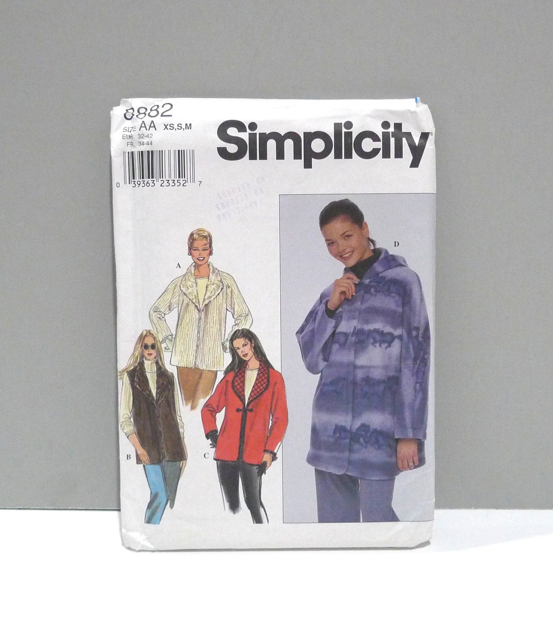 Boxy Jacket / Vest - Simplicity 8882 Sewing Pattern XS X M Vintage ...
