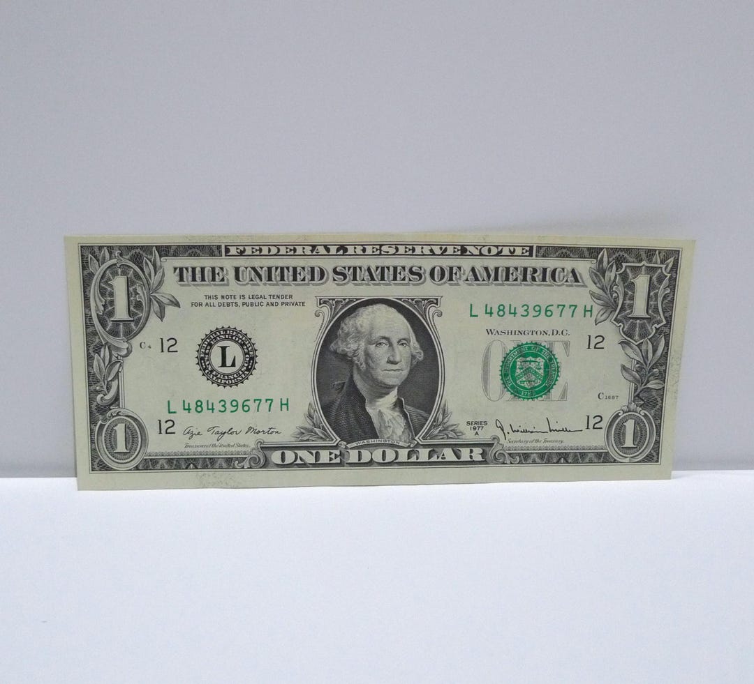 One Dollar Bill 1977 Series A / Error, Misprint, Misaligned front Upper ...
