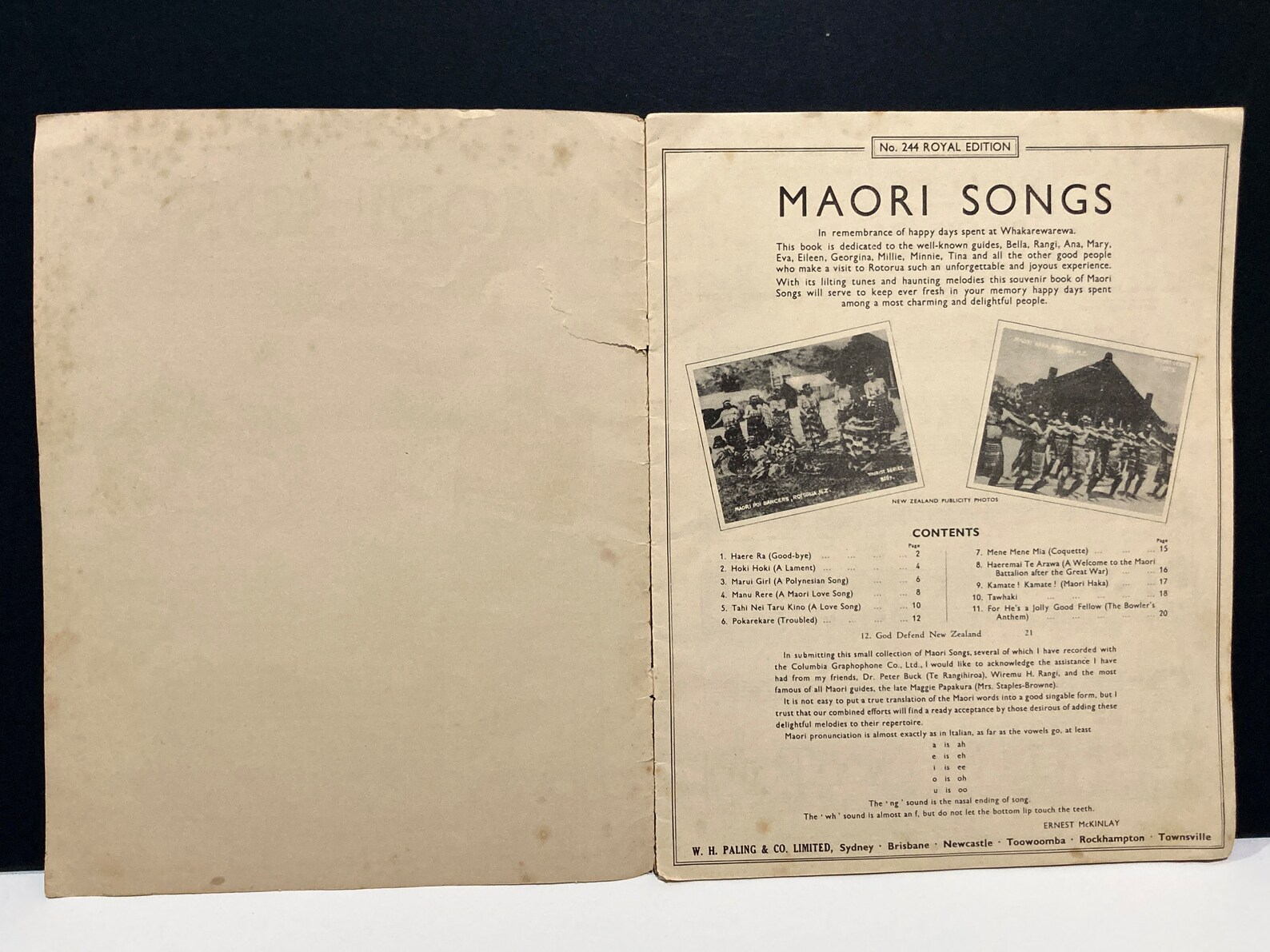 Maori Songs Sheet Music - Vintage 1944 Australian Songbook for Piano ...