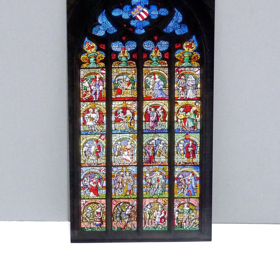 Dance of Death Stained Glass Window Postcard Bern Switzerland Vintage ...