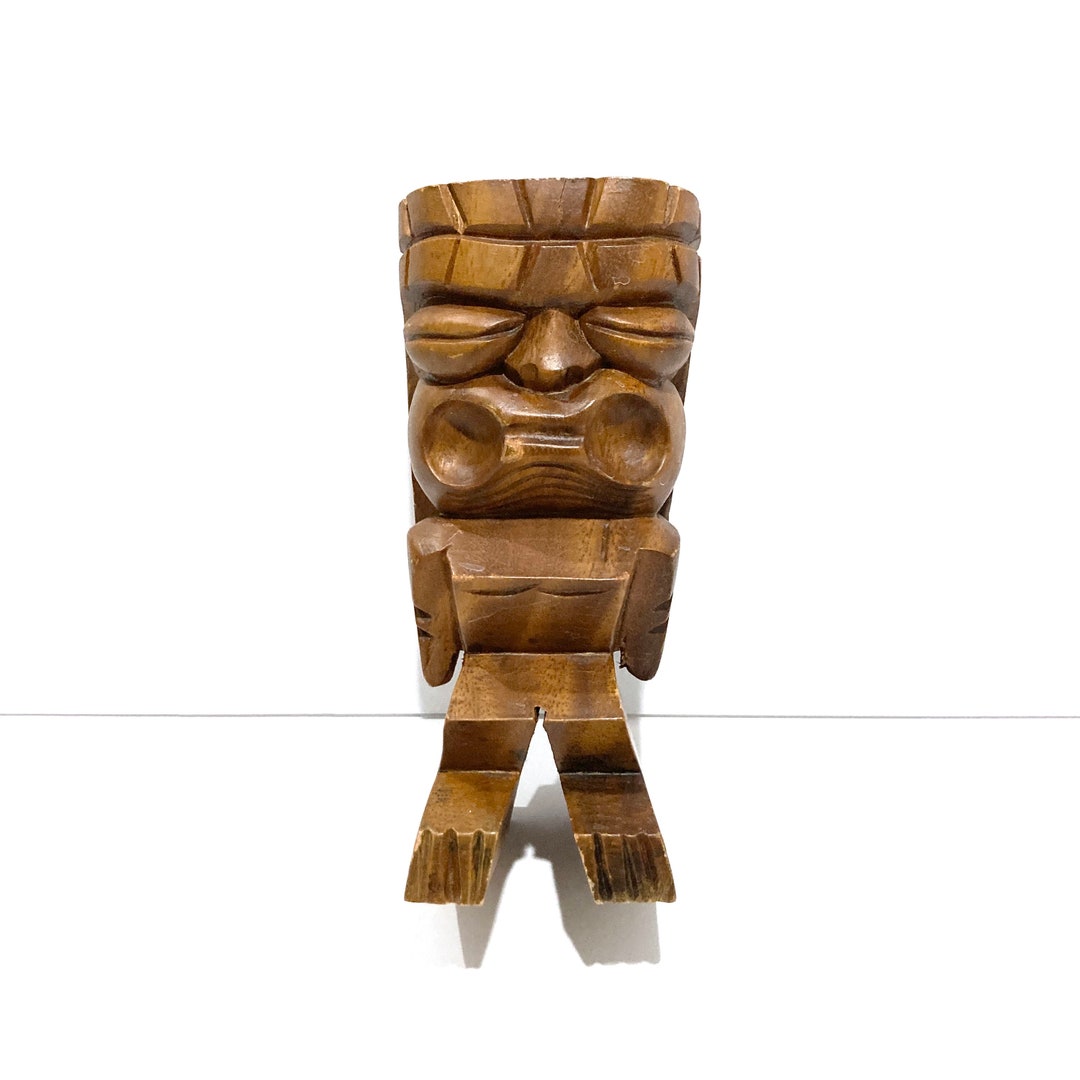 Tiki Sculpture Monkeypod Wood Vintage 1960's Hawaiian Luau Party Wooden ...