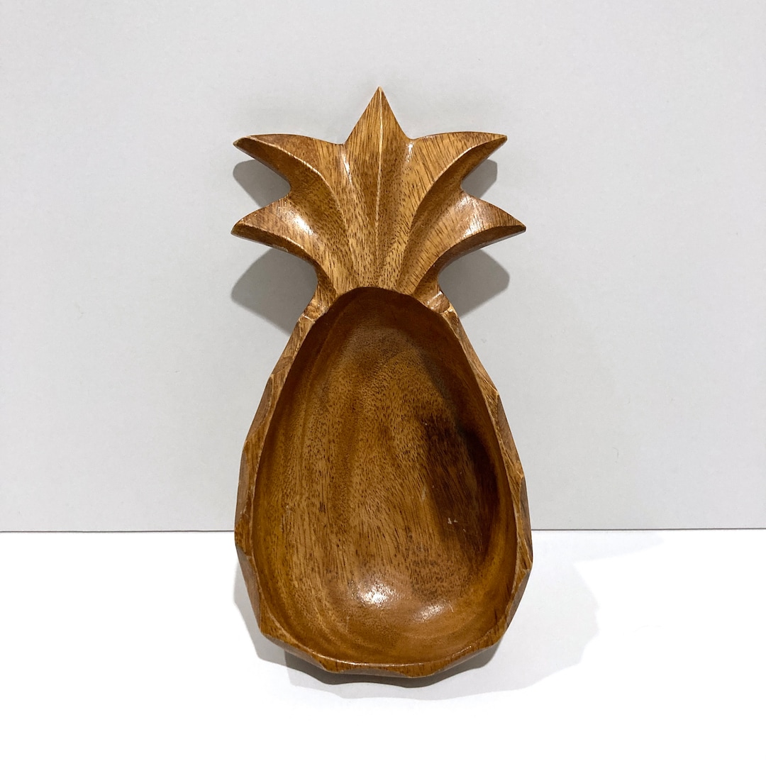 Monkeypod Wood Pineapple Serving Dish 1970s Vintage Hawaiian Tropical ...