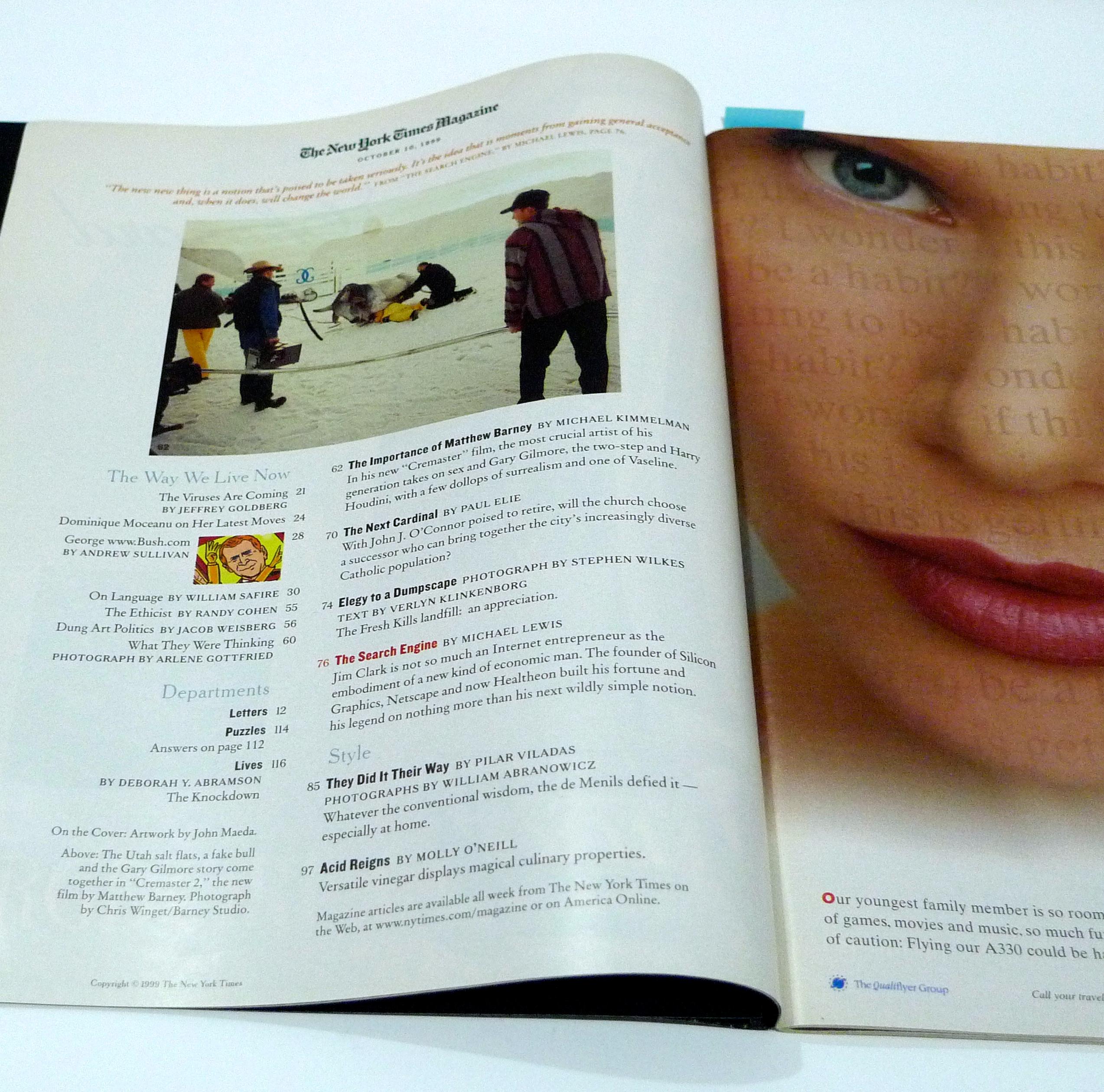 Matthew Barney - New York Times Magazine October 10, 1999 - Cremaster 2 ...