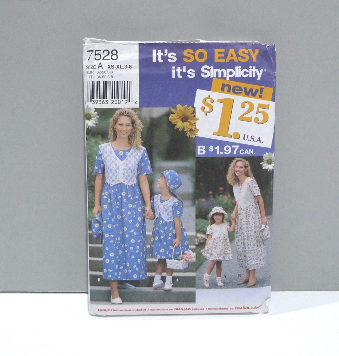 Mother Daughter Dress & Hat Simplicity 7528 Sewing Pattern Unused ...