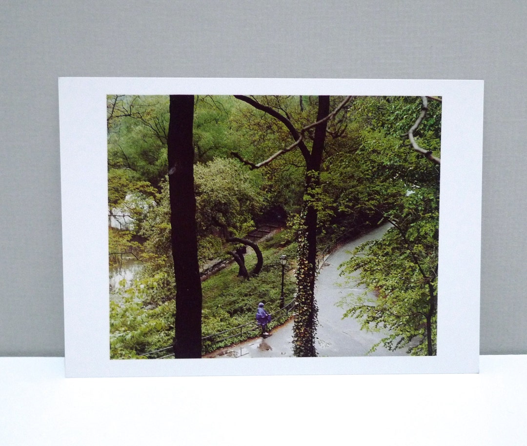 Central Park Postcard - Robert Burley / Woman in Blue Raincoat 1989 ...