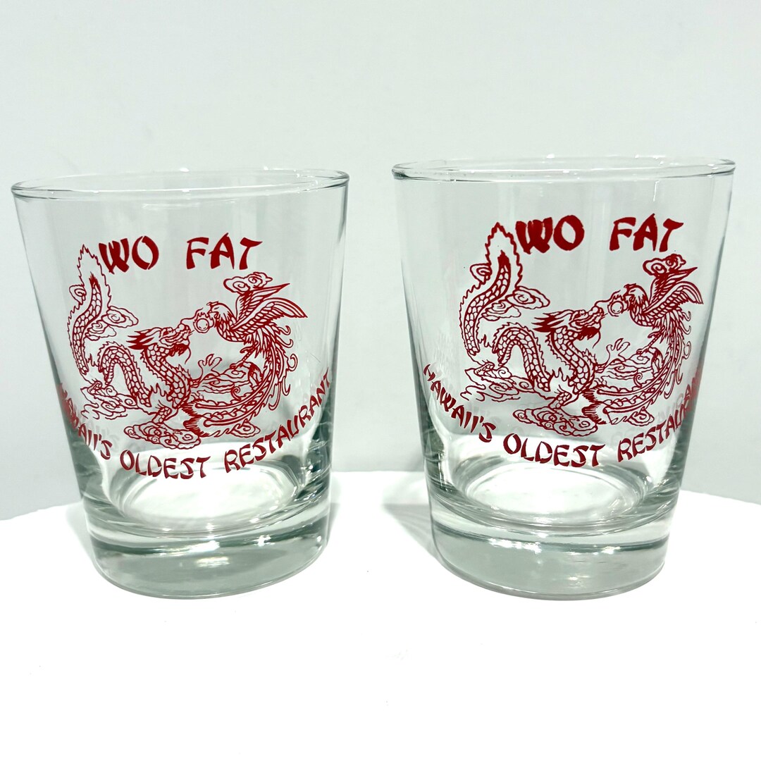 Wo Fat Hawaii's Oldest Restaurant Cocktail Glass Set of 2 - Vintage 60 ...