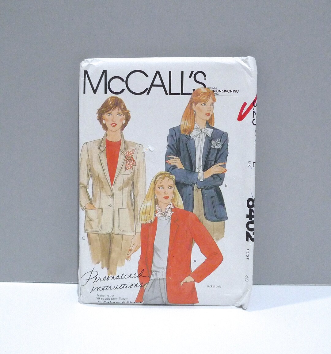 Jacket / Blazer Mccalls 8402 Sewing Pattern Size 18 / Palmer & - Etsy
