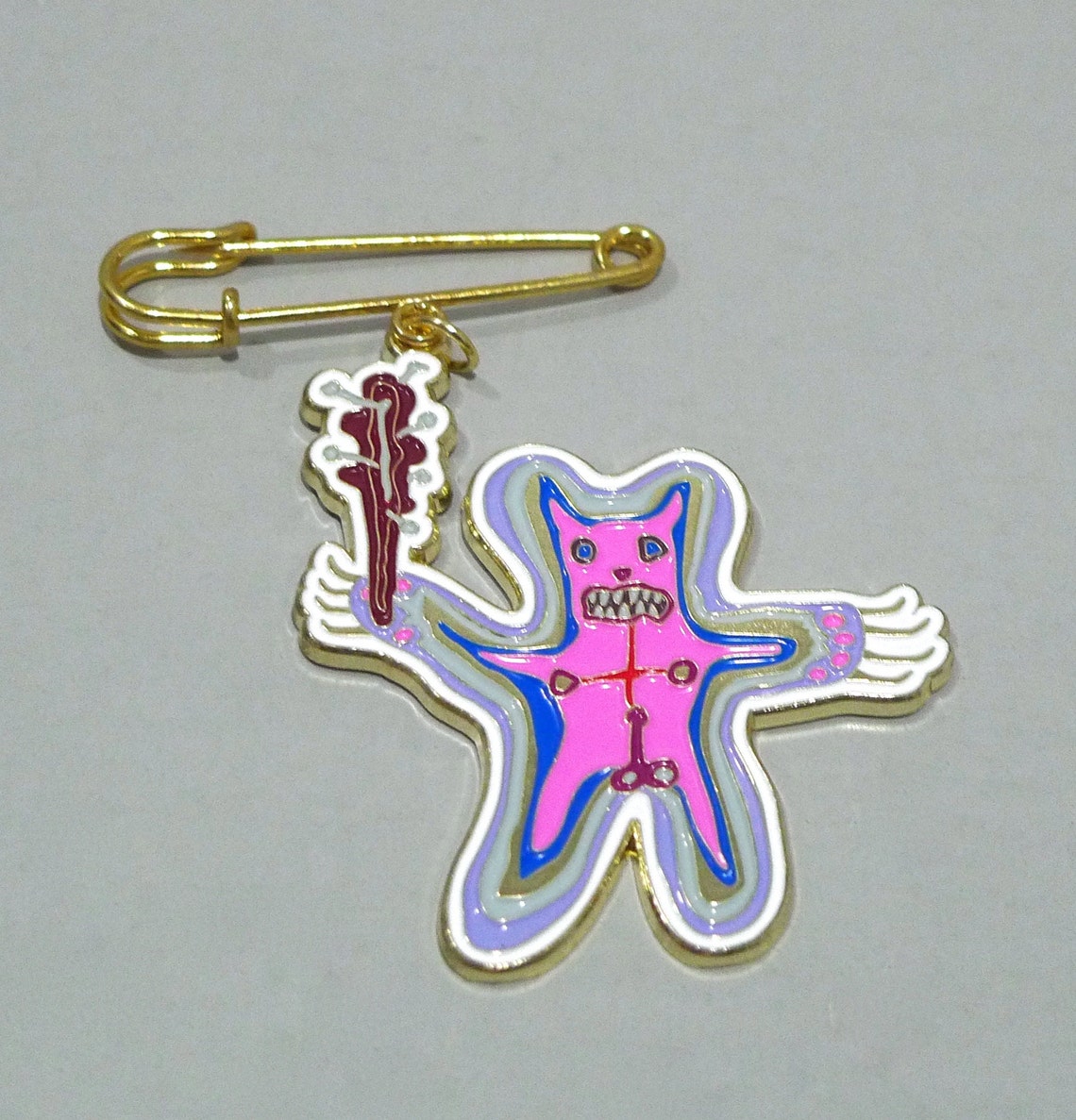 Grayson Perry Trophy Enamel Kilt Pin - Alan Measles - Pink Teddy Bear ...