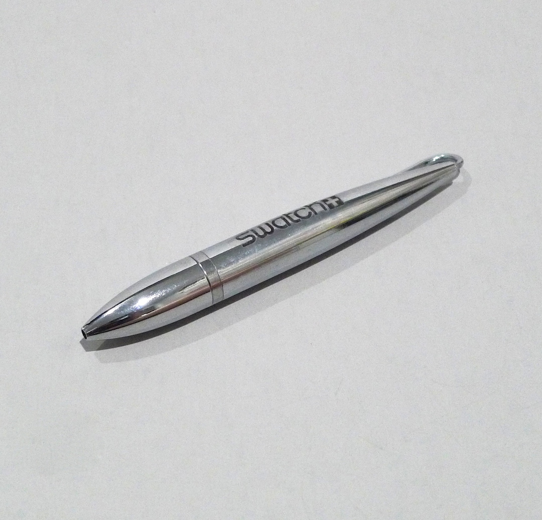 Swatch Watch Ink Pen 1990s Vintage Silver Tone Metal Pen / Mod Sleek ...