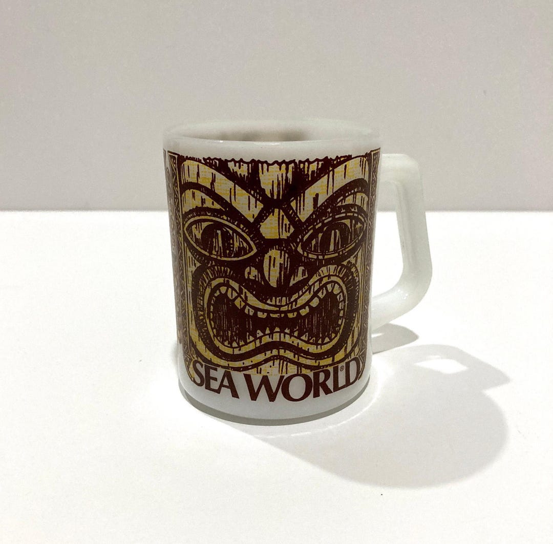 Sea World Tiki Coffee Cup 1970s / White Federal Glass Tiki Mug ...