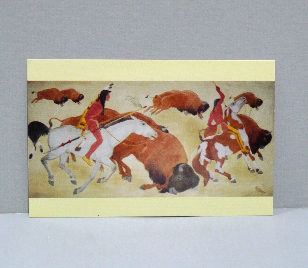 Buffalo Hunt Post Office Mural Postcard - Suzanne Sheuer 1939 ...