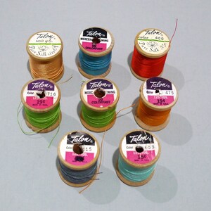 Vintage Talon Wood Spools With Thread - (eight) 1 1/8 Inches / Assorted ...