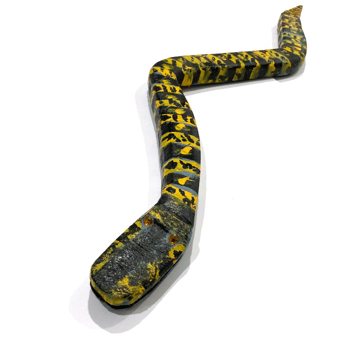 Homer Green - Wooden Snake With Stripes and Rhinestone Eyes (42 Inches ...