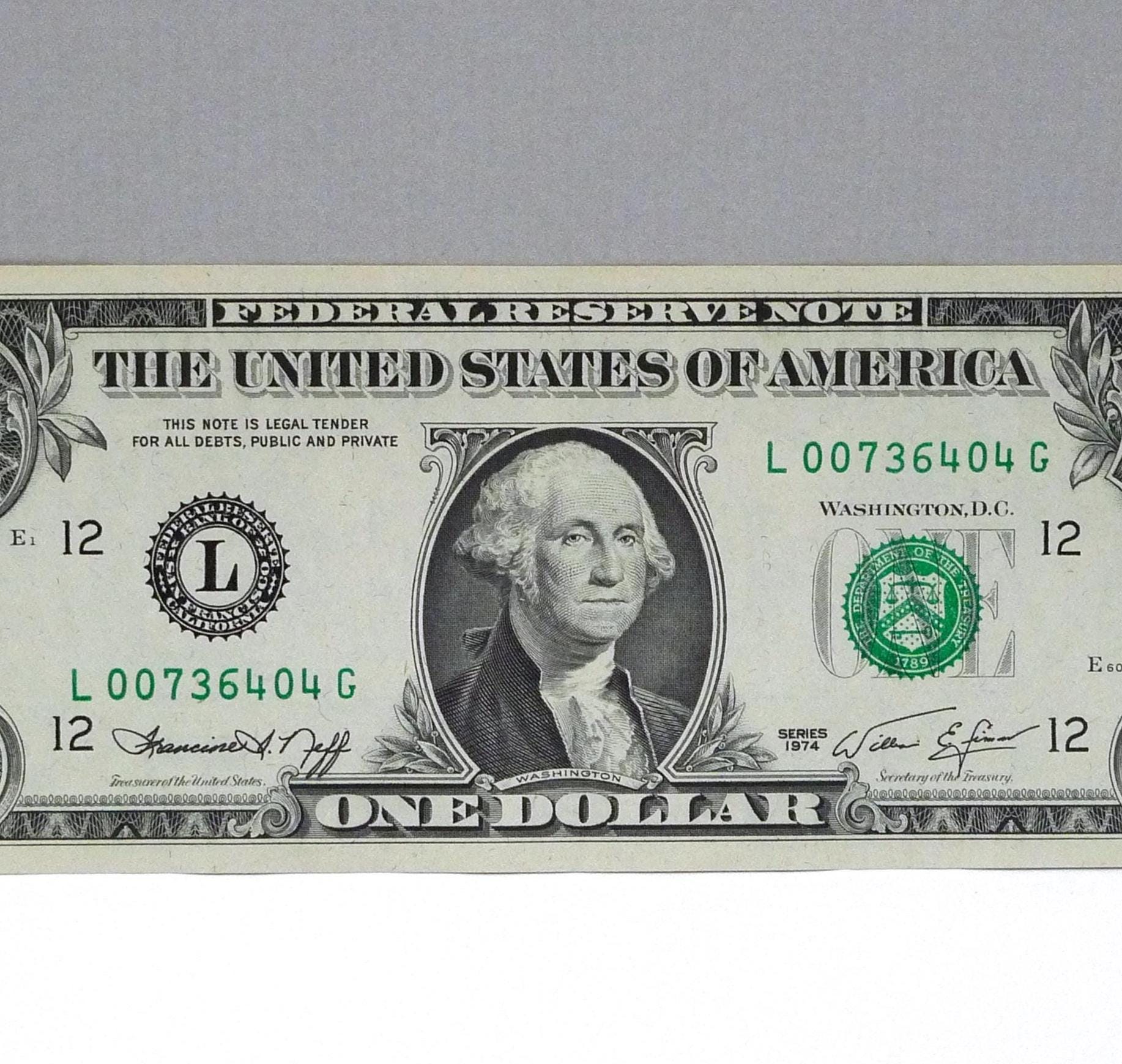 One Dollar Bill 1974 Series / Error, Misprint, Misaligned, United ...