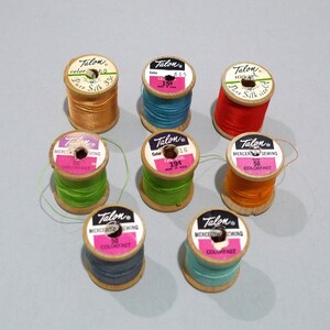 Vintage Talon Wood Spools With Thread - (eight) 1 1/8 Inches / Assorted ...
