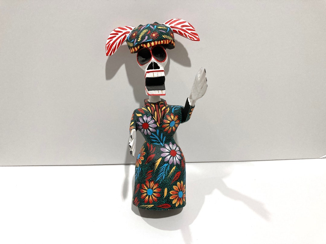 Catrina Skeleton Alebrije Wood Carving Pepe Santiago Oaxaca Mexico 90's ...