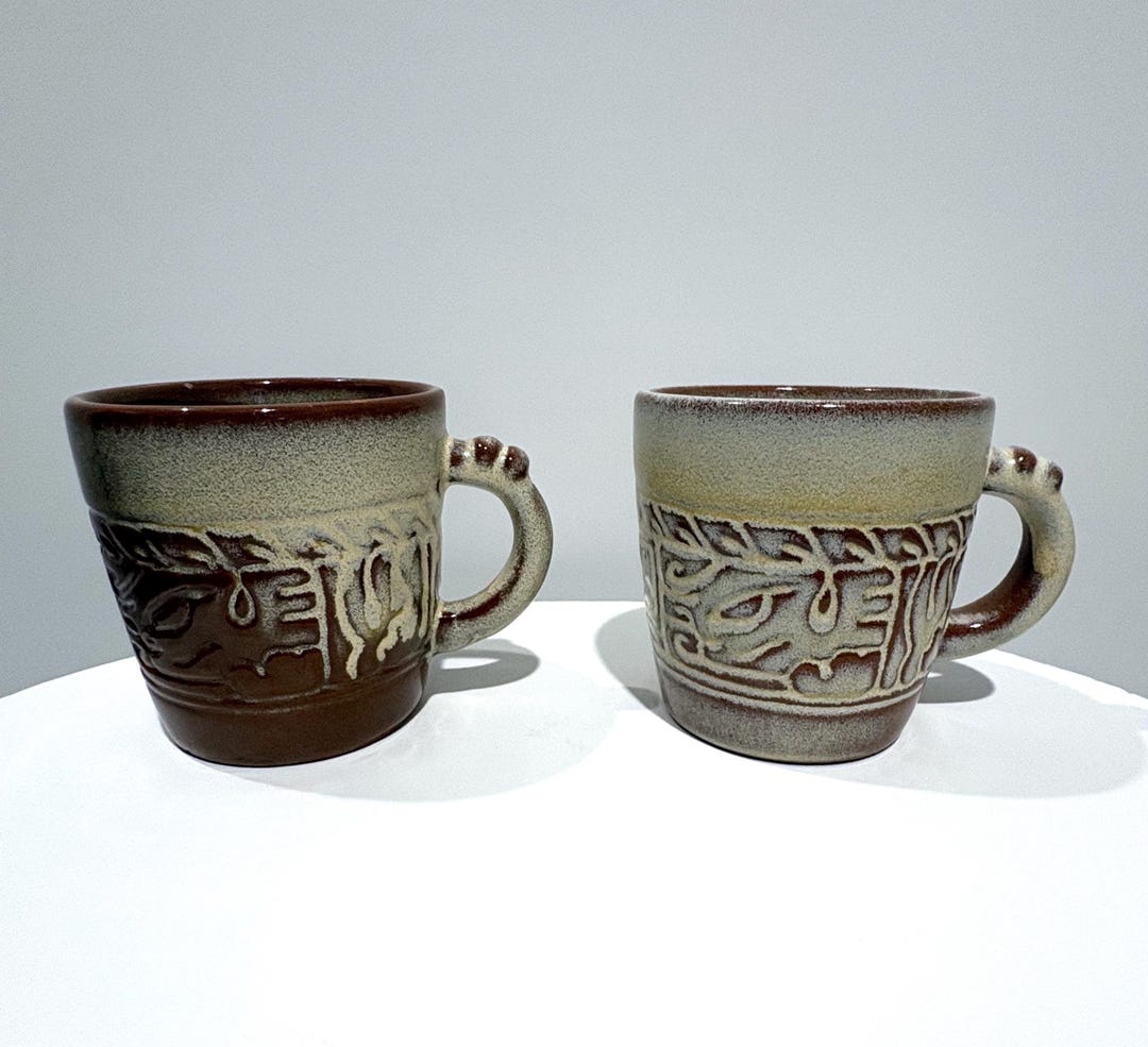 Frankoma Pottery Coffee Mug Set of 2 - Vintage 60's & 70's Ceramic Cups ...