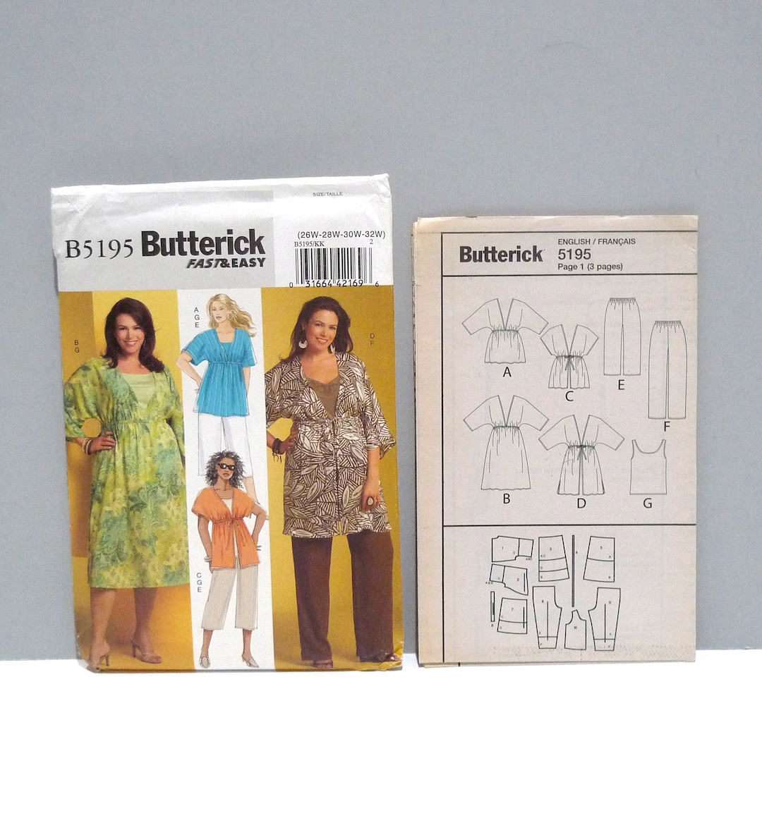 Butterick 5195 Sewing Pattern - Top, Dress, Tunic, Pants, Tank Top ...