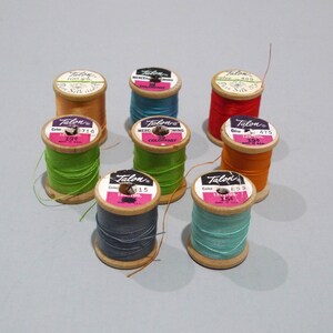 Vintage Talon Wood Spools With Thread - (eight) 1 1/8 Inches / Assorted ...