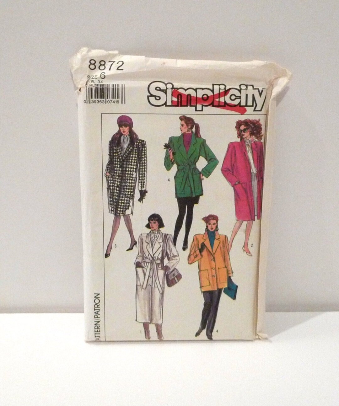 Fall Winter Coats Simplicity 8872 Sewing Pattern Size 6 / Midi Coat ...