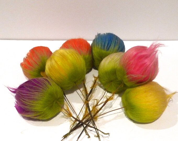 Psychedelic Fake Fur Flowers Neon Colors Hippie Floral Bouquet Kitsch ...