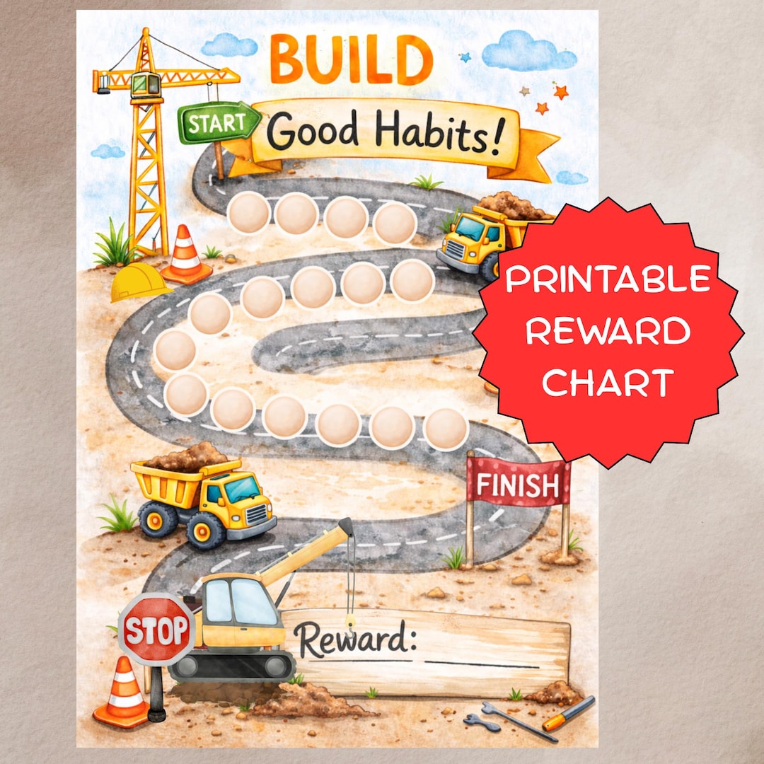 Construction Behavior Chart – Kids Truck Reward System (digital ...