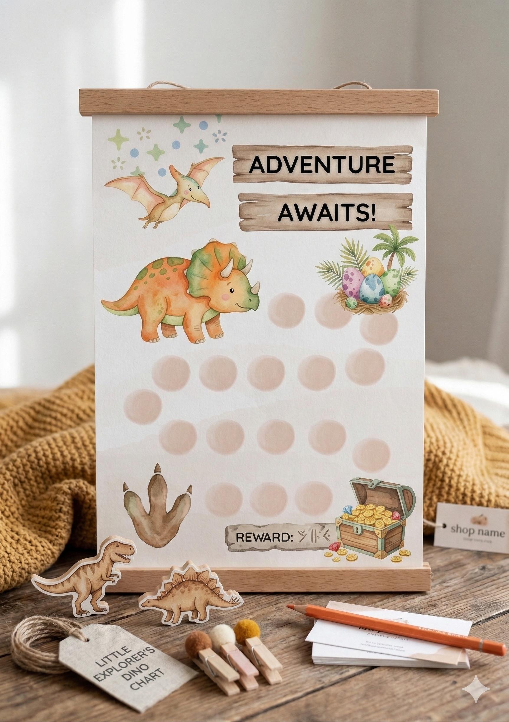 Dinosaur Reward Chart Printable, Kids Behavior Motivation Chart ...
