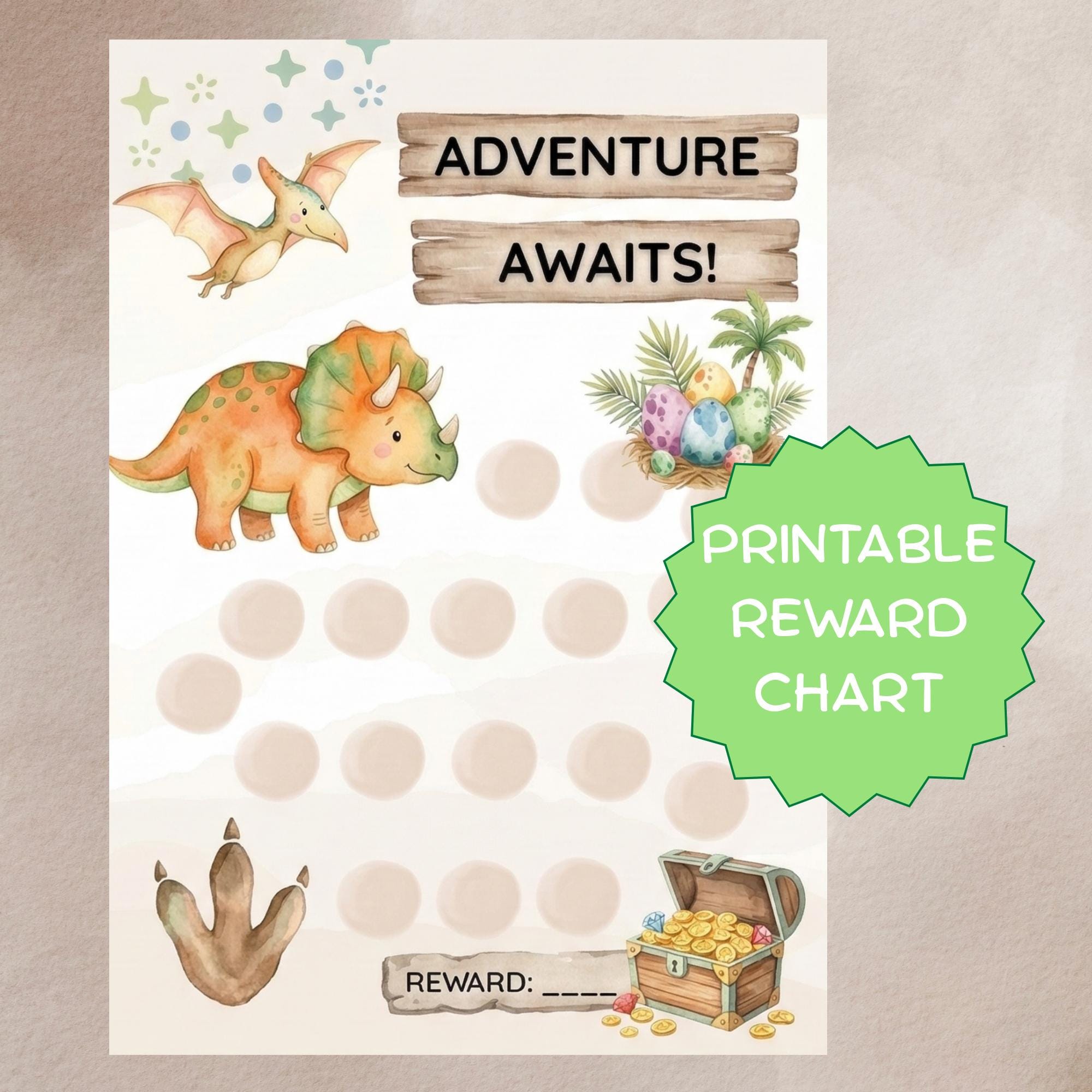 Dinosaur Reward Chart Printable, Kids Behavior Motivation Chart ...