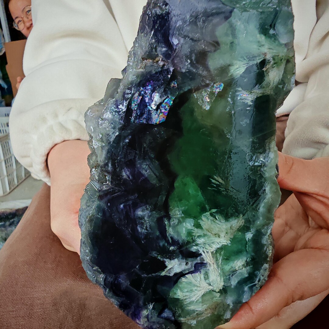 3.91LB Repair of Manually Cut Natural Colored Fluorite Crystal ...