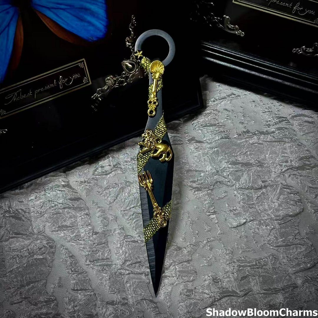 Handmade Decorative Craft Knife, Black Gold Ocean Art Utility Knife ...