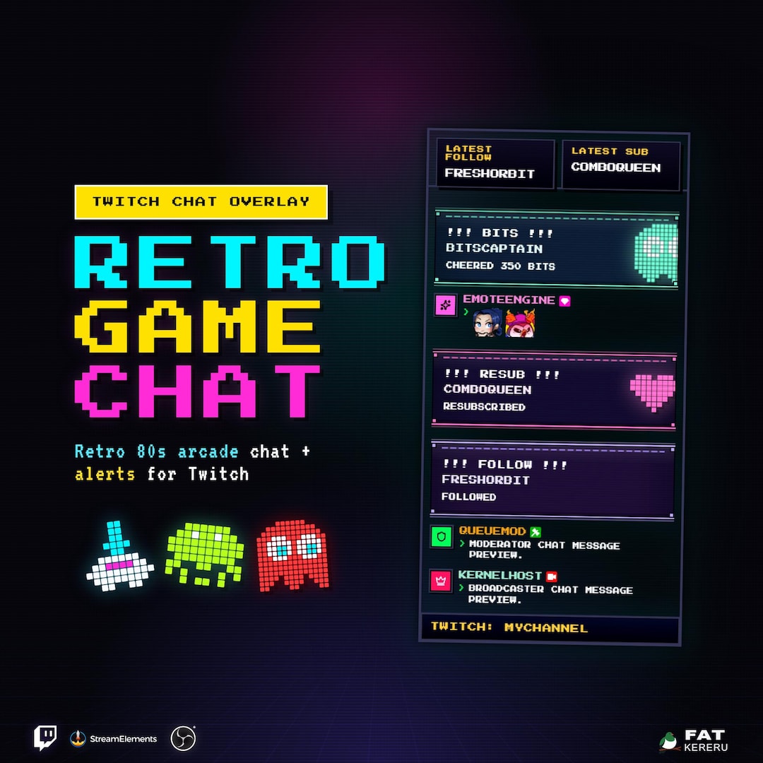 Retro Game Twitch Chat Widget — Arcade Game Stream Overlay With ...