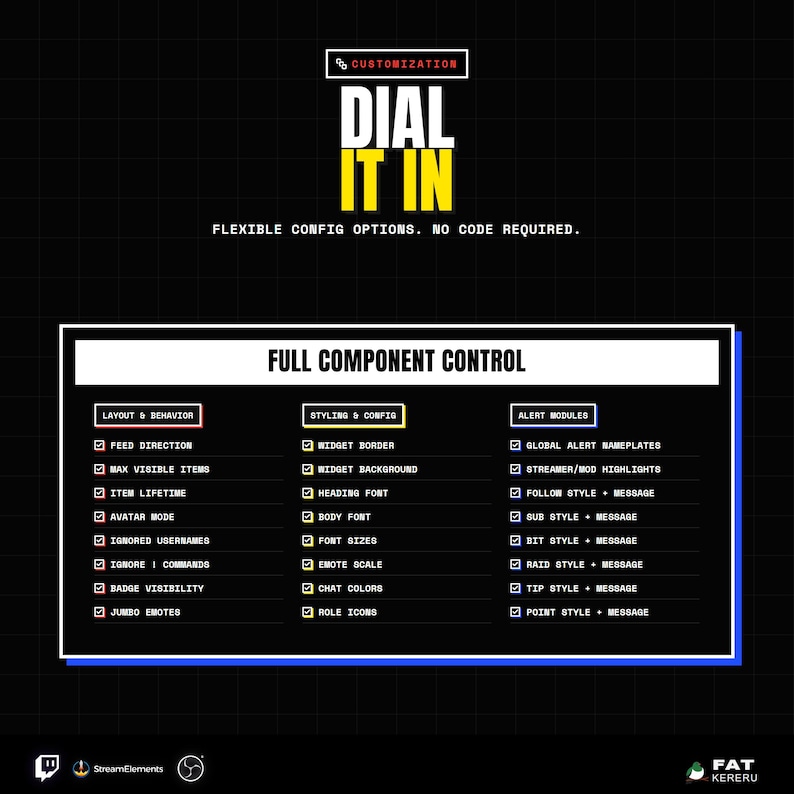 Twitch Chat Overlay Widget — Bold, High Contrast Stream Overlay With ...