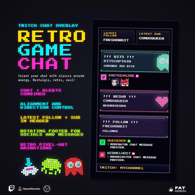 Retro Game Twitch Chat Widget — Arcade Game Stream Overlay With ...