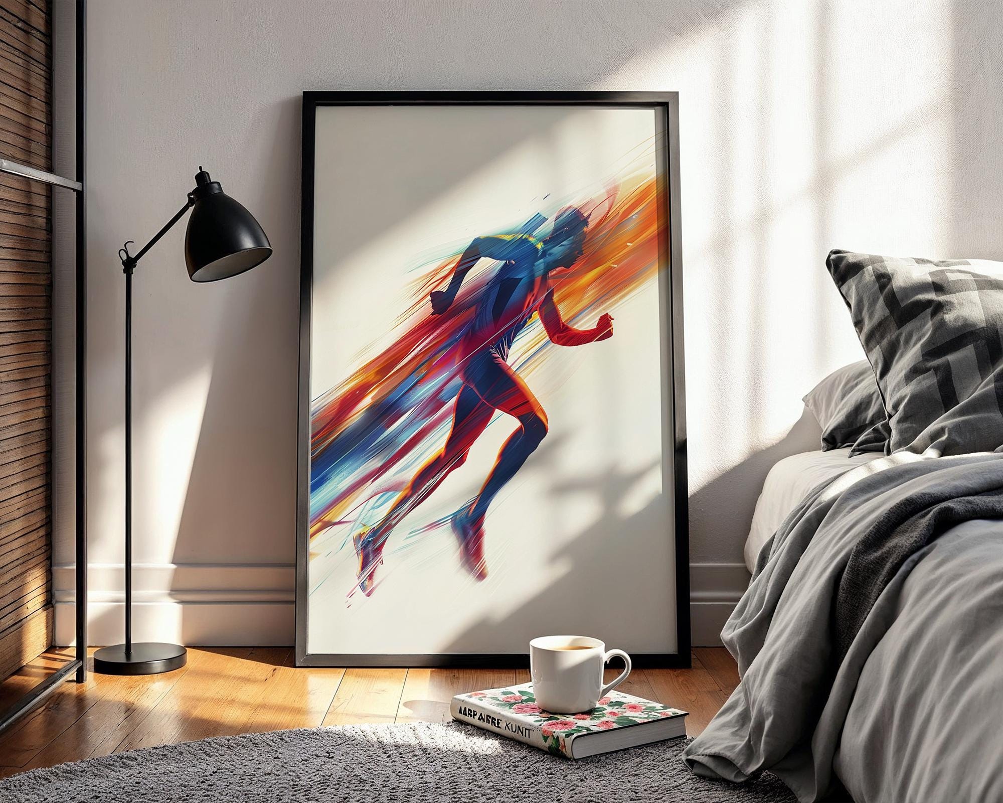 Sports Artwork | Abstract Running Poster | Colourful Sprinter Art ...