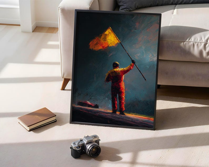Racing Flag Marshal Track Scene Wall Art Modern Home Decor - Etsy