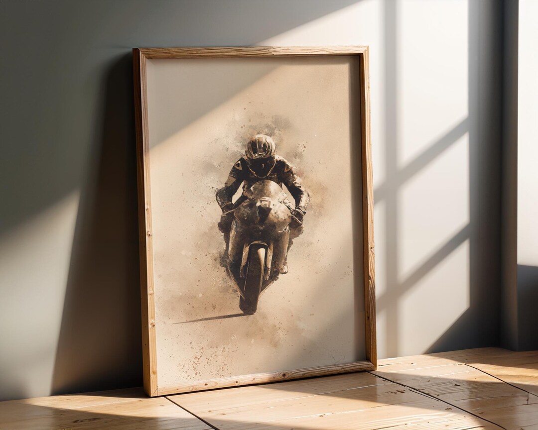 Motorsports | Abstract Motorcycle Driver Art Print | Watercolor ...