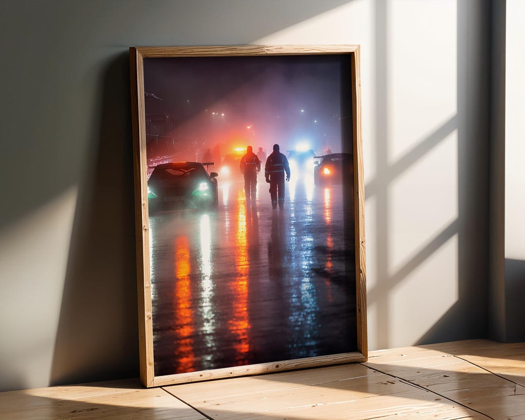 Night Race Track Officials | Motorsport Atmosphere Art | Racing Safety ...