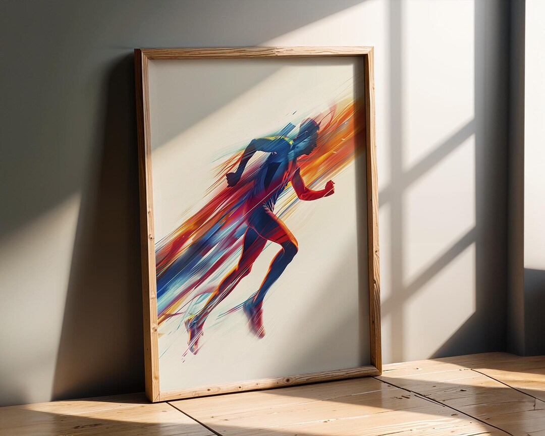 Sports Artwork | Abstract Running Poster | Colourful Sprinter Art ...