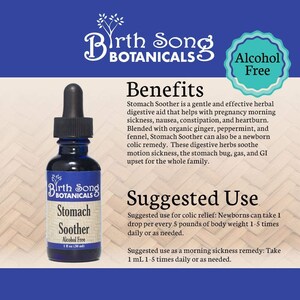 Stomach Soother Herbal Digestive Aid Tincture for Motion Sickness, Colic, Nausea and Vomiting ...