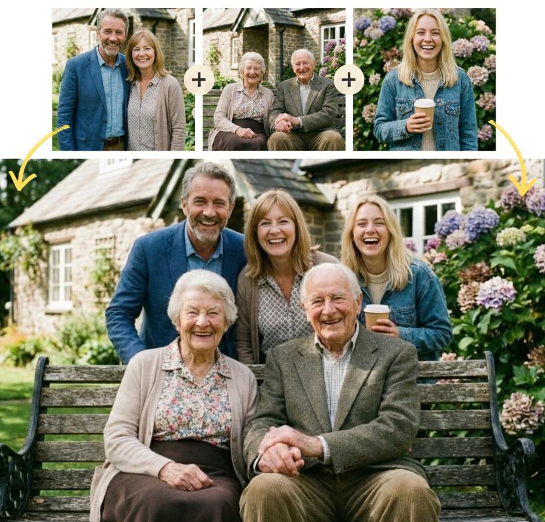 Custom Memorial Family Portrait Edit, Realistic Photo Merge (digital ...