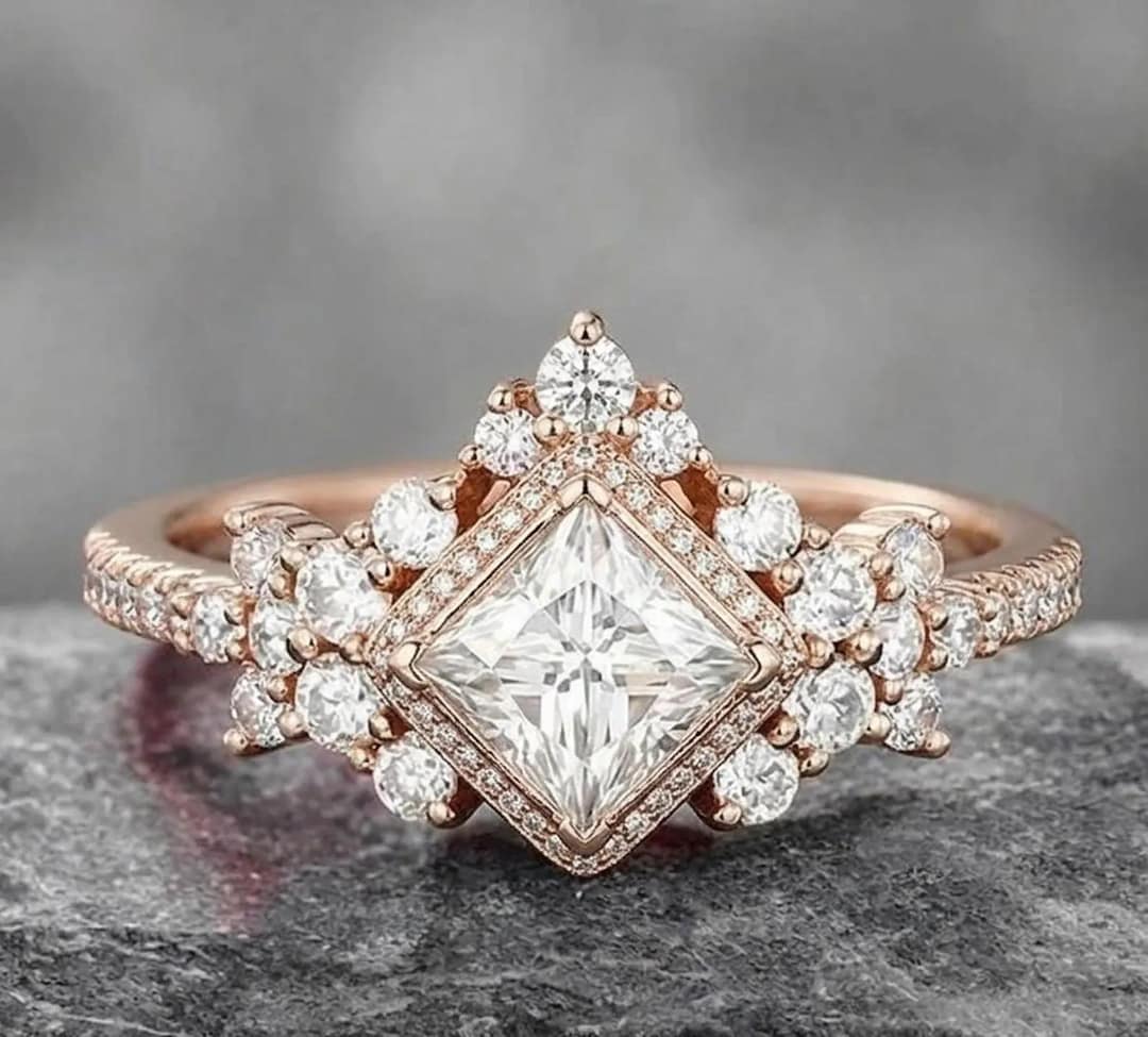 Kite Set Princess Cut Engagement Ring
