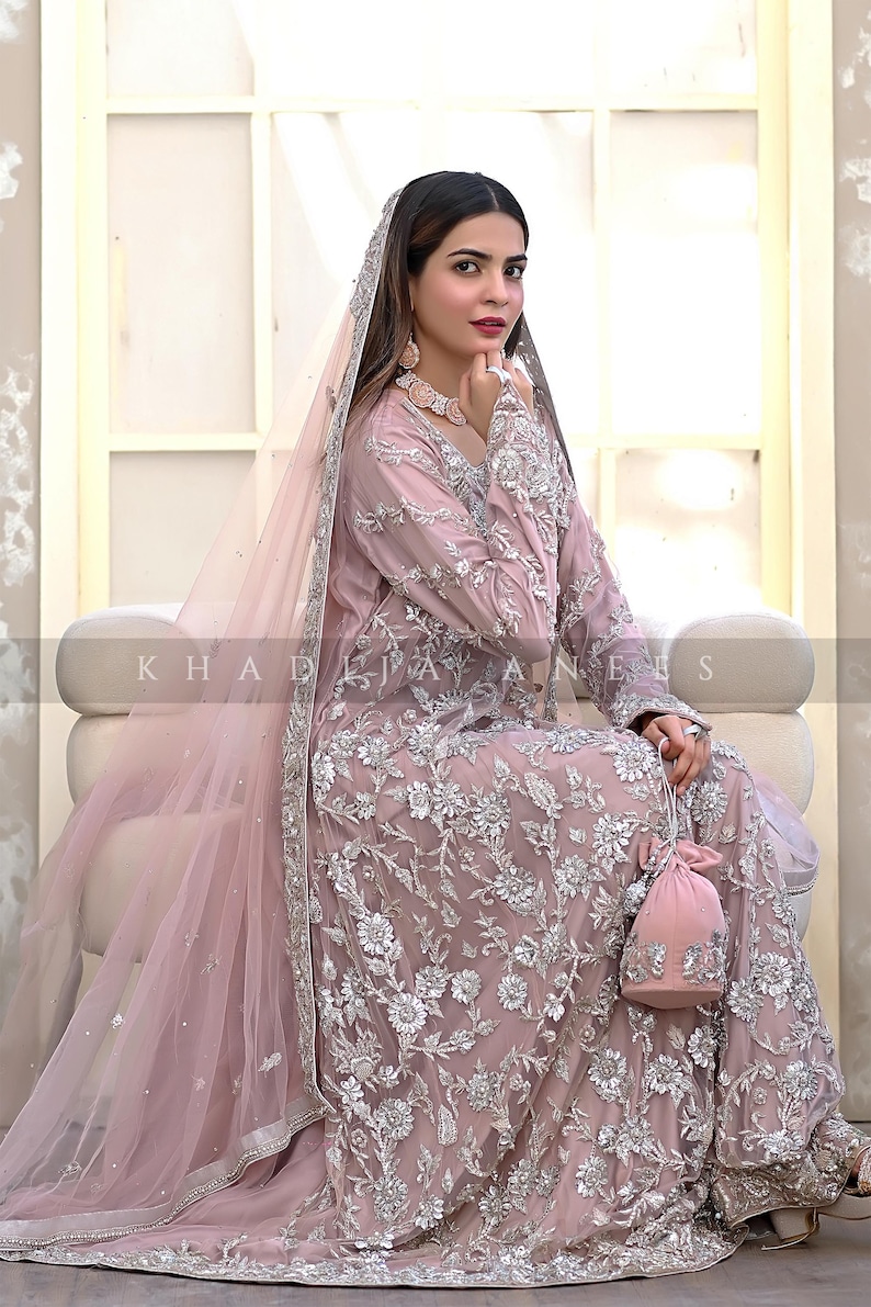 Pakistani Wedding Dress Lehenga Maxi, Blush Pink Bridal Outfit, Luxury ...