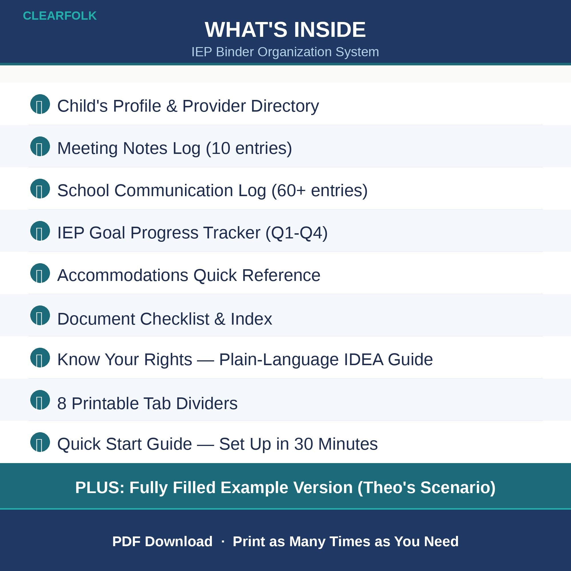 IEP Parent Binder | Special Education Organizer Printable | IEP Meeting ...