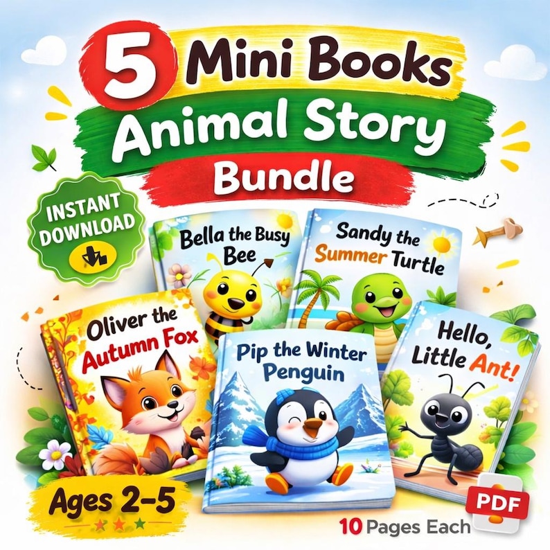 Printable Animal Story Books for Kids Ages 2-5 | 5 Mini Science Books ...